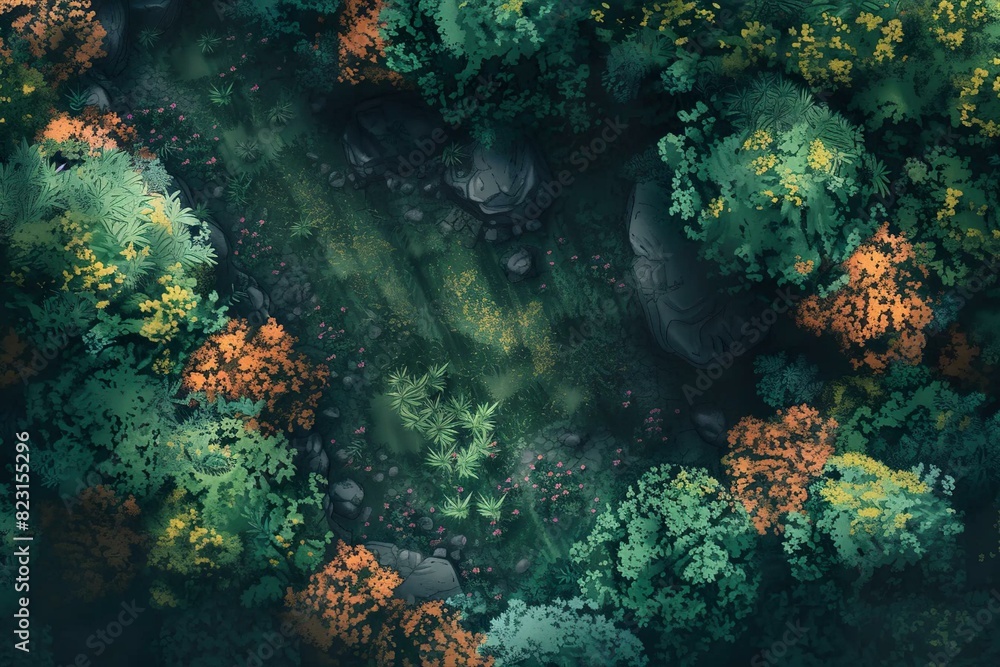 DnD Battlemap Battlemap for Specter Horde in forest - Aerial view with ...