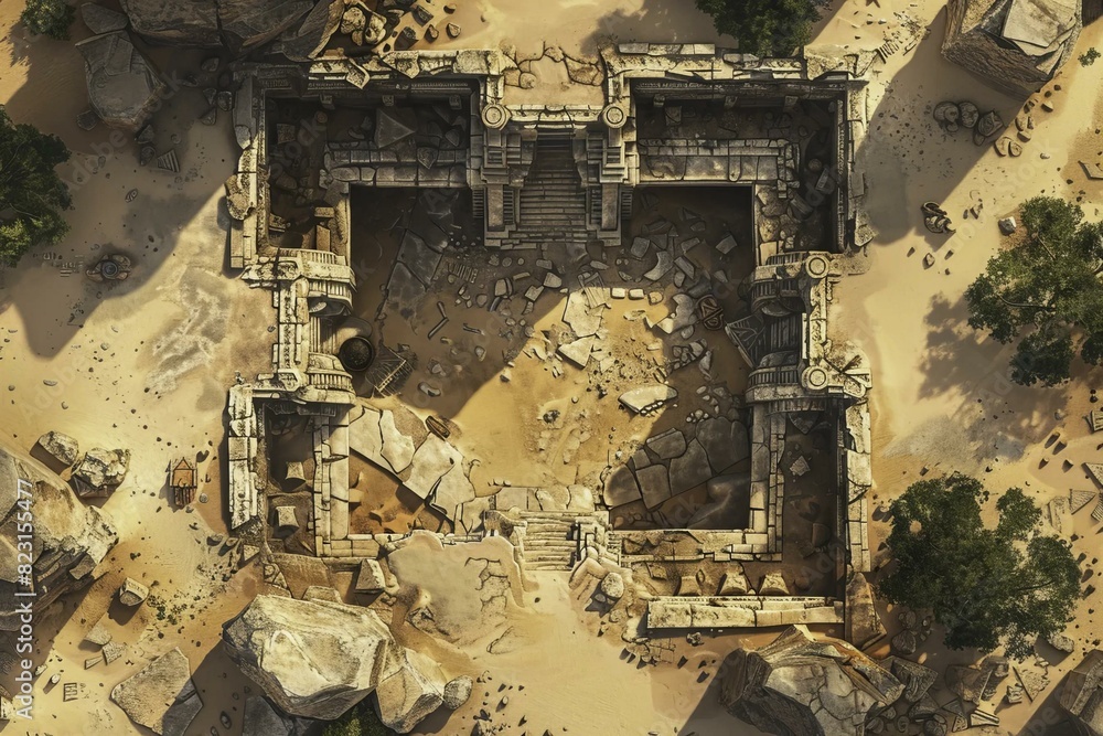 DnD Battlemap Temple Ruins in the Sands - Exploring ancient desert ...