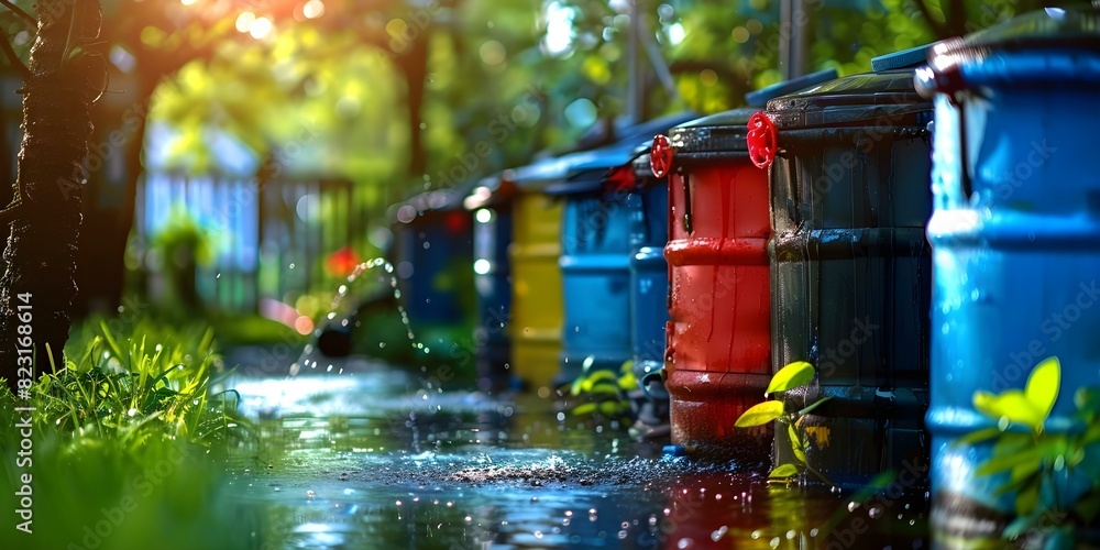 Detailed view of rainwater harvesting system for sustainable water use ...