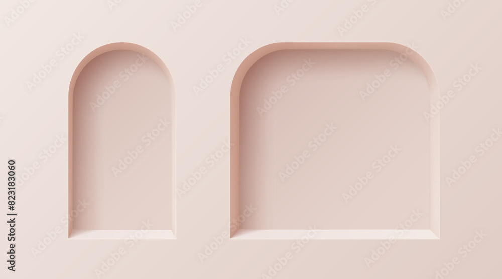 3D wall arch niches or gallery display frames and showcase boxes ...