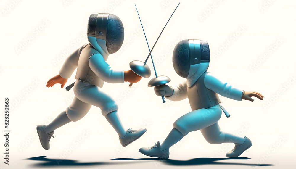 3D Cartoon Characters: Action-Packed Fencing Duel with Helmets, Fun and ...
