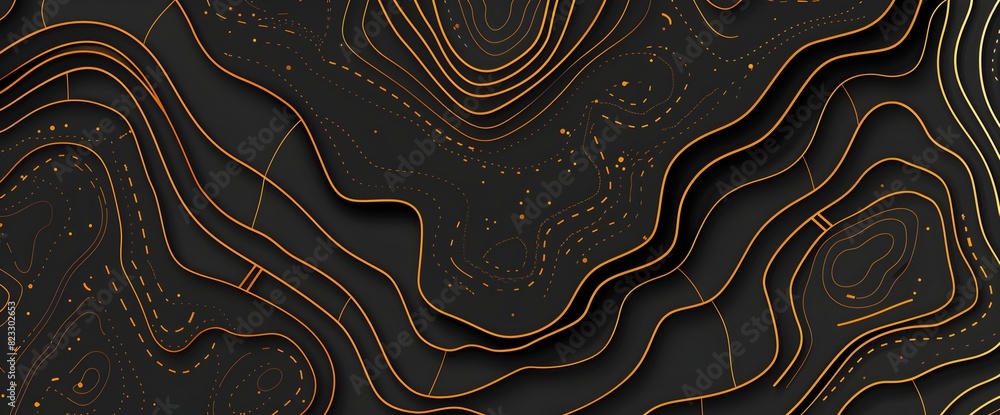 Topographic line map pattern background vector illustration with dark ...