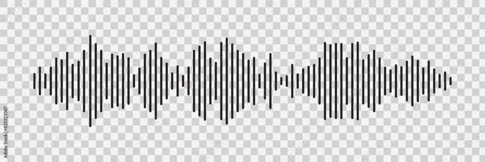 Set of radio Wave icon. Monochrome simple sound wave on transparent ...