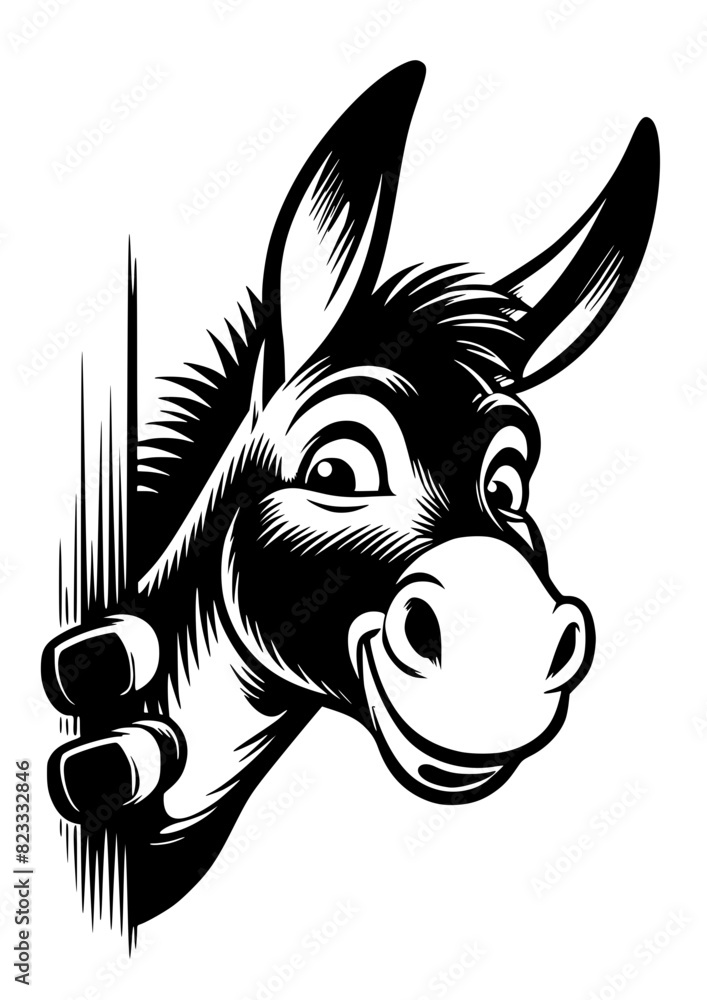 Image vectorielle Stock Donkey SVG, Funny Donkey SVG, Donkey Peeking ...