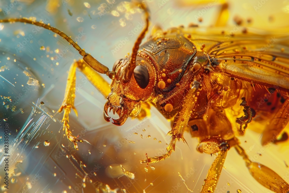 A high-resolution image showing the intricate details of an insect's ...