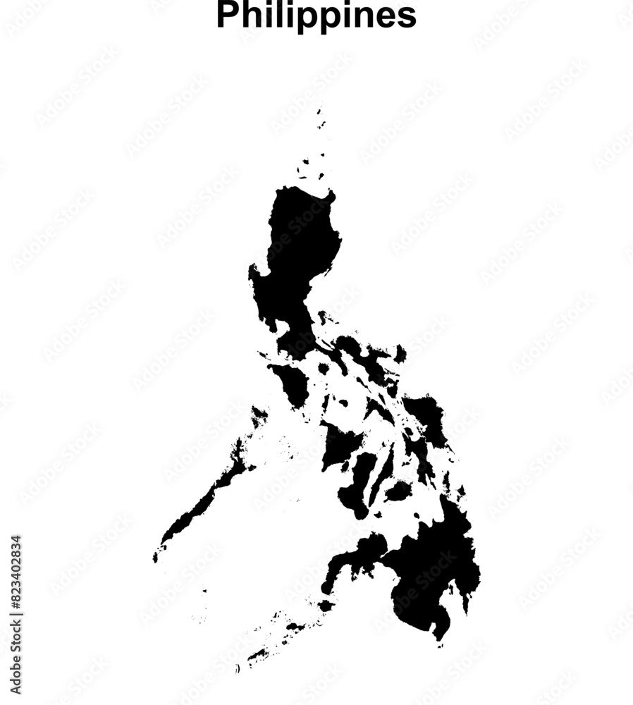 Philippines blank outline map design Stock Vector | Adobe Stock