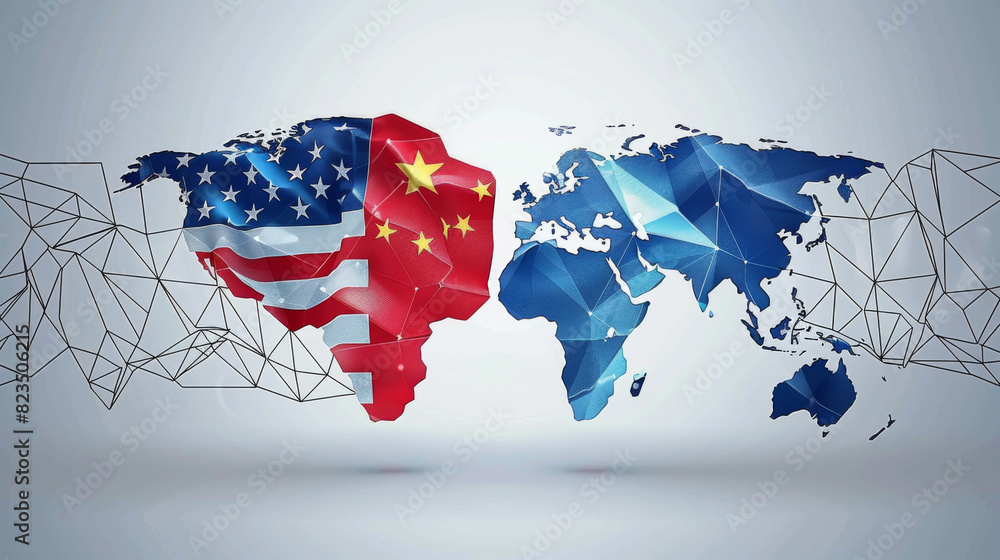 Illustrated concept of global connectivity with a digital network ...