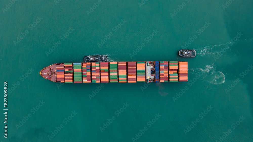 Cargo container Ship, cargo vessel ship carrying container and running ...
