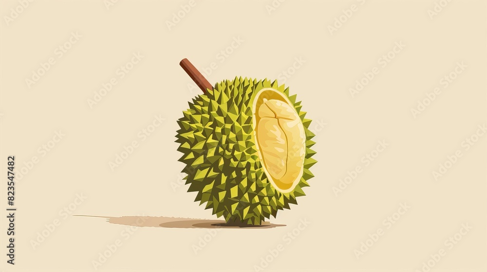 56. Vector minimalist art of a durian fruit, with clean lines and ...