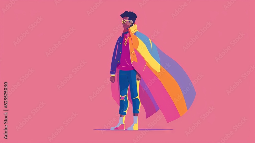 An illustration of a 2D flat style character representing bisexual ...