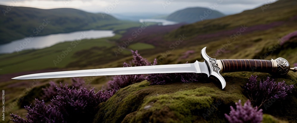 Sword Scottish Claymore Imposing size intricate basket hilt Stock Photo ...