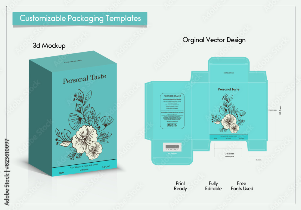 Box packaging die-cut template design. 3d mock-up of colorful and ...