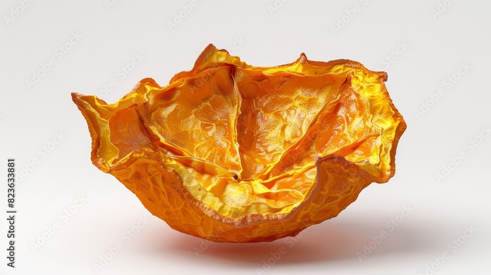 Wide-angle shot of a dehydrated orange, hyper-realistic style, set ...