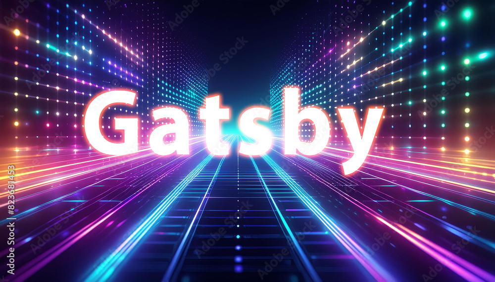 A high-tech neon background featuring reflective points and "Gatsby ...