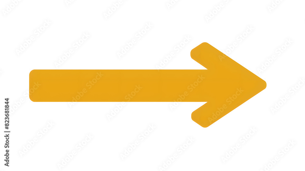 Flat yellow arrow pointing right, isolated on transparent background ...