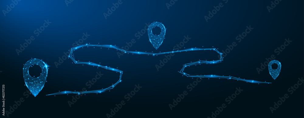 Map location pointers, low poly design. Map pin or navigation pointer ...