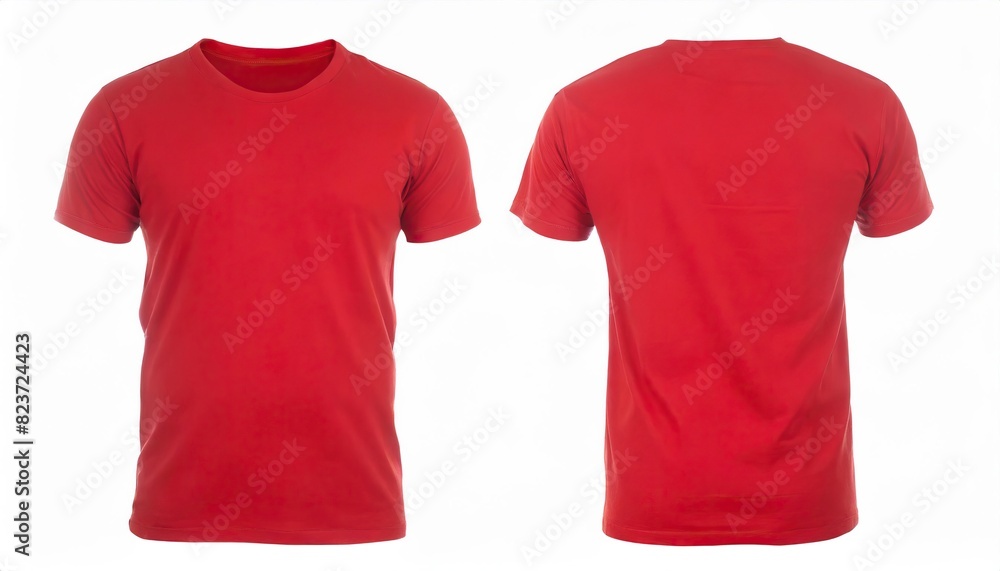 Red t shirt front and back view, isolated on white background. Ready ...