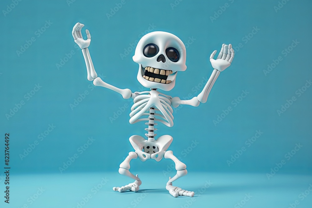 3D-style skeleton emoticons in playful animation, featuring cute and ...