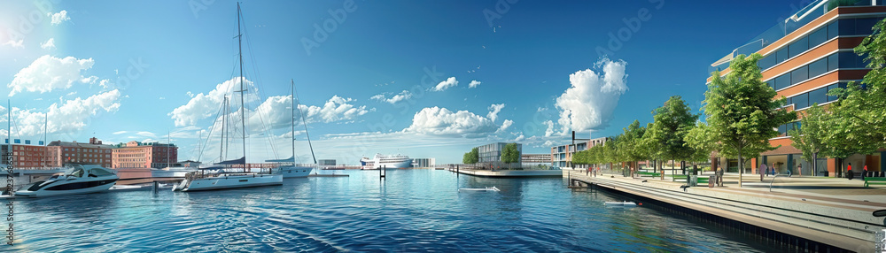 Waterfront Promenade: Focus on waterfront promenades, marinas, and boat ...