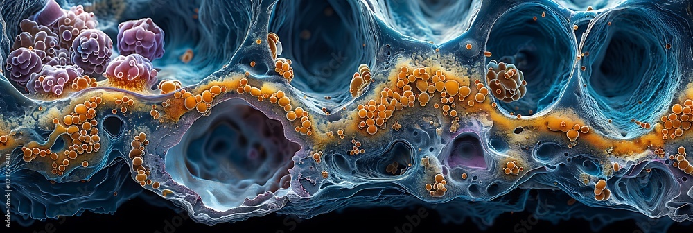 Ilustración de Stock Histology of pancreatic tissue showing islets of ...