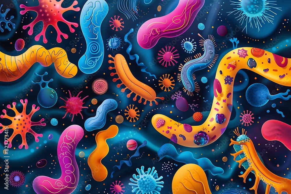 Illustration Stock Microbiology diagram of human microbiome showing the ...