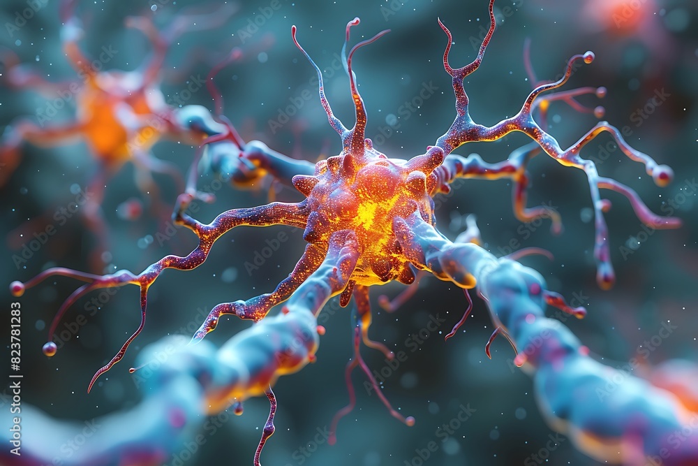 Neurology image of neuron illustrating the cell body dendrites and axon ...