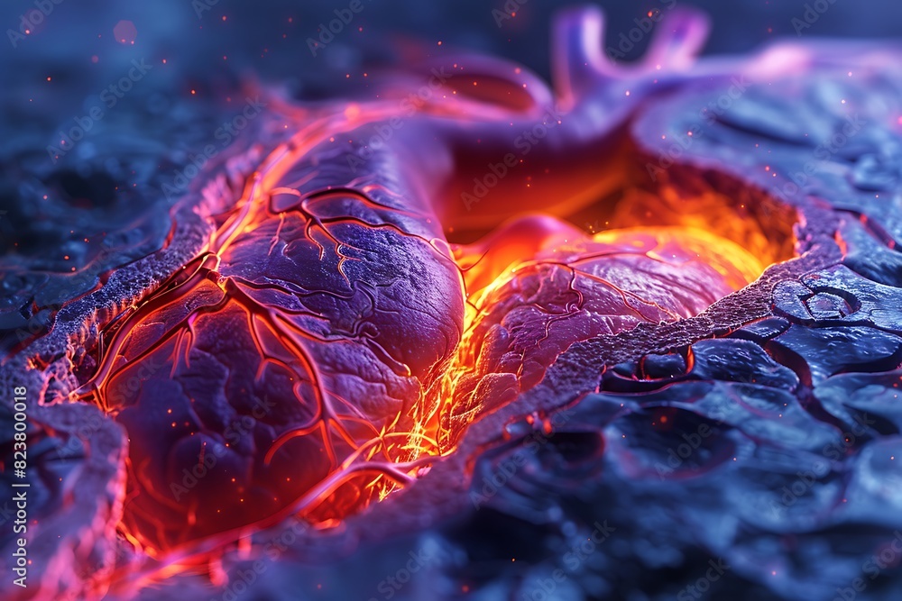 Pathology diagram of myocardial infarction illustrating damaged heart ...