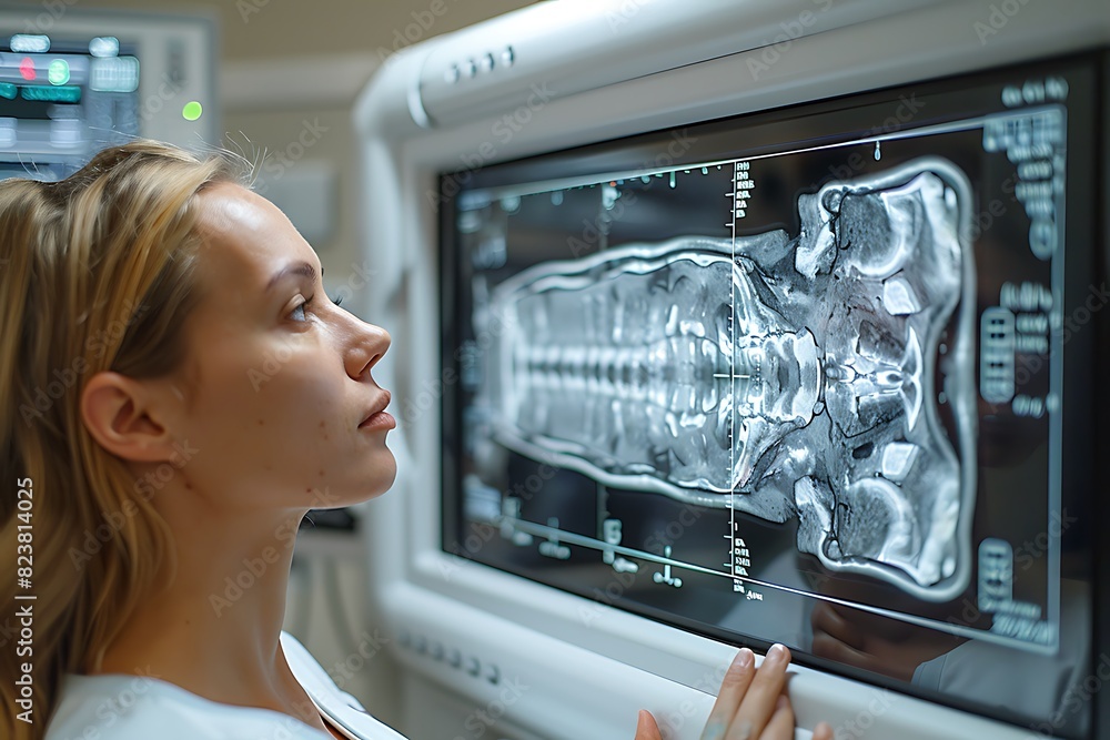 Stock-Illustration „Radiology diagram of fluoroscopy procedure showing ...