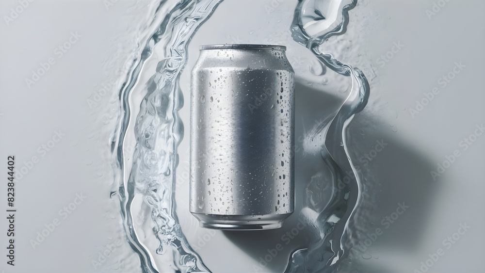Realistic aluminum soda can with condensed water droplets Mockup with ...