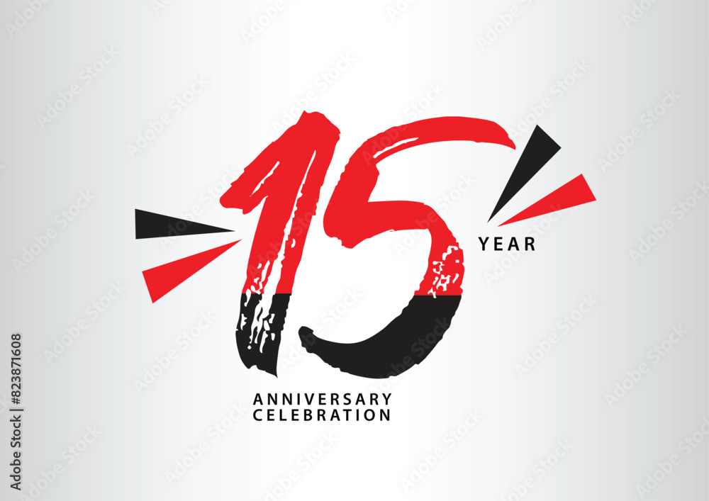 15 year anniversary celebration logotype vector, 15 number design, 15th ...