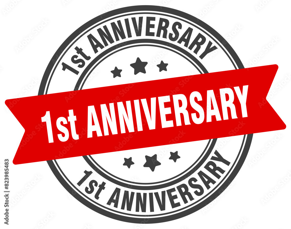 1st anniversary stamp. 1st anniversary label on transparent background ...