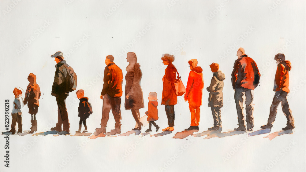 Architecture hand drawn human figures, man, woman, watercolor black ...