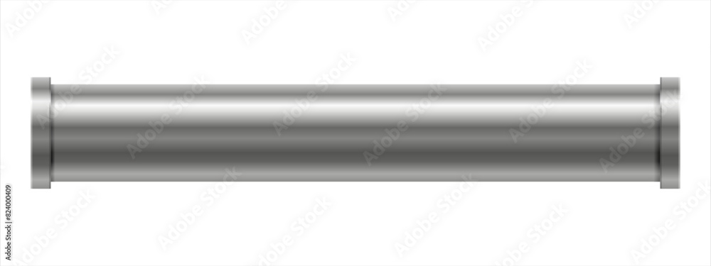 Cylinder metal straight pipe in realistic style. Stainless steel pipe ...