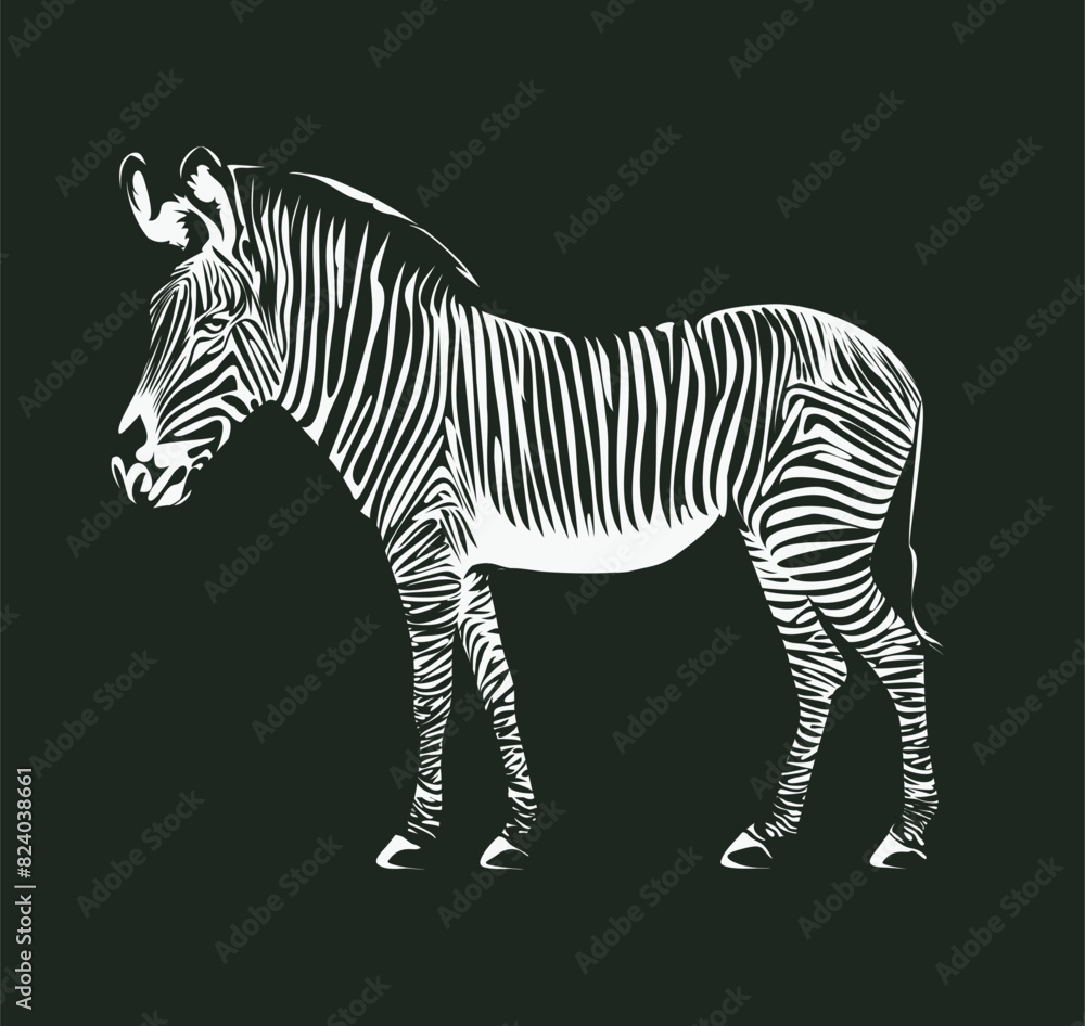vector black and white drawing of zebra animal. suitable for logo or ...