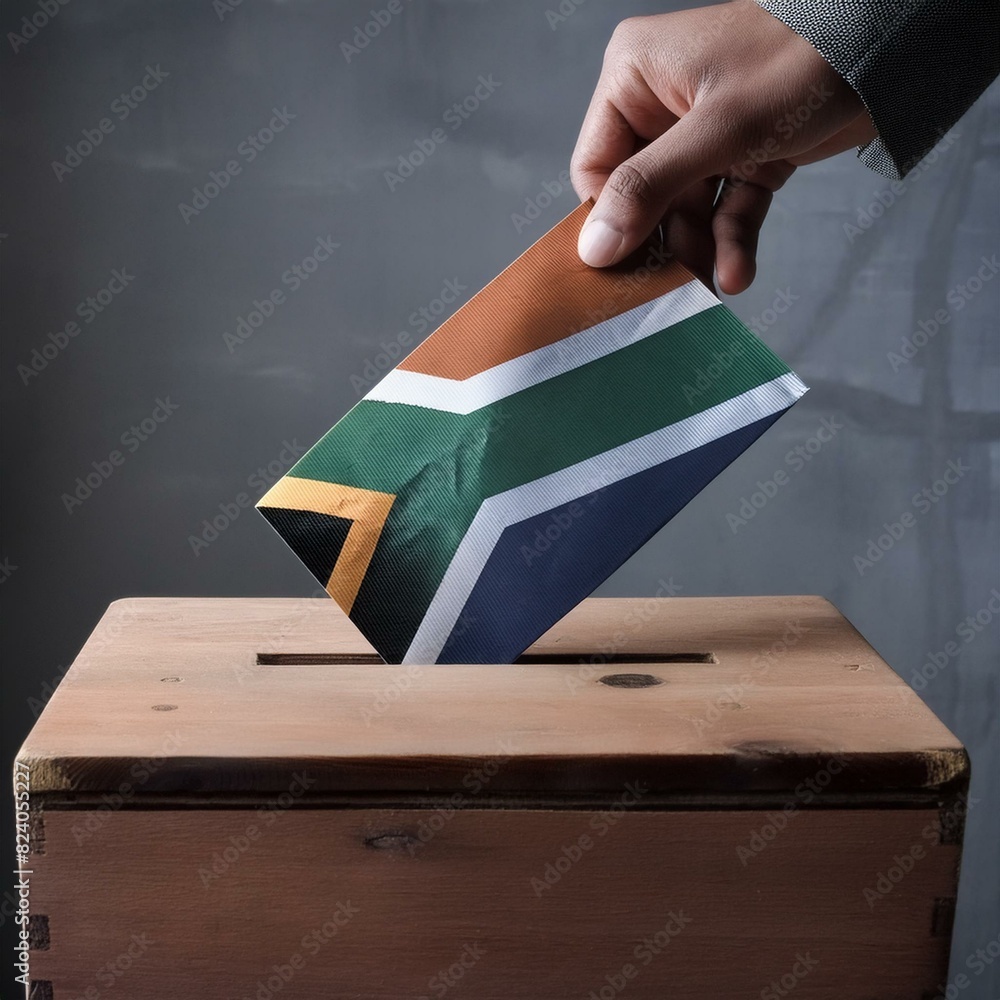 Image of what appears to be a South African Flag going into a wooden ...