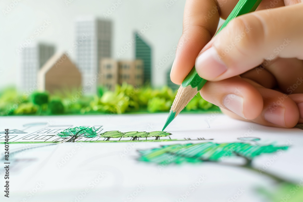 Project of a residential complex and area landscaping. A lively pencil ...