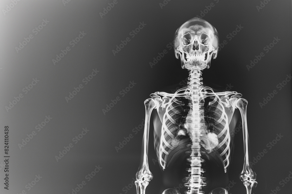 Full-Body X-Ray Image of Human Skeleton on Black Background, Detailed ...