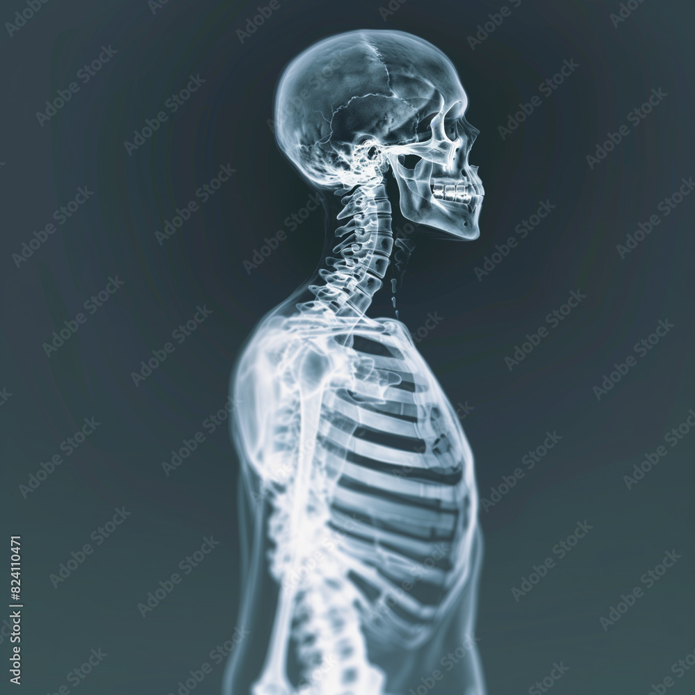 Full-Body X-Ray Image of Human Skeleton on Black Background, Detailed ...