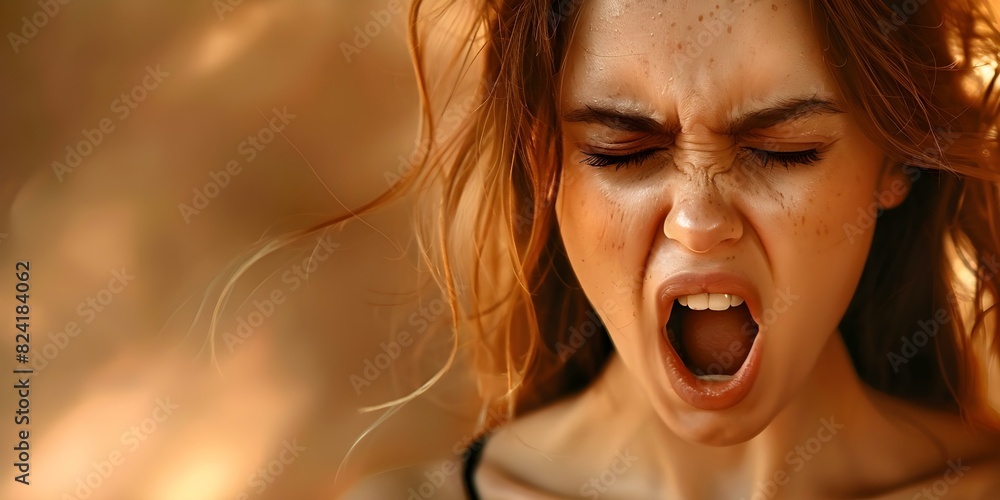 Amazed Woman with Open Mouth and Closed Eyes. Concept Portraits, Facial ...