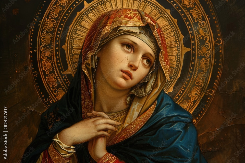 Sacred icon, revering the Blessed Virgin Mary as Nossa Senhora do Carmo ...