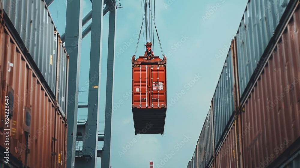 shipping container being lifted by a crane ready to be loaded onto a ...