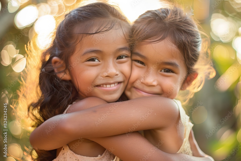 Children Hugging and Showing Friendship Bond Stock Photo | Adobe Stock