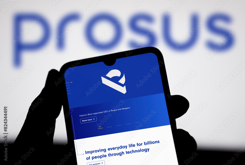 Dhaka, Bangladesh- 26 May 2024: Prosus logo is displayed on smartphone ...