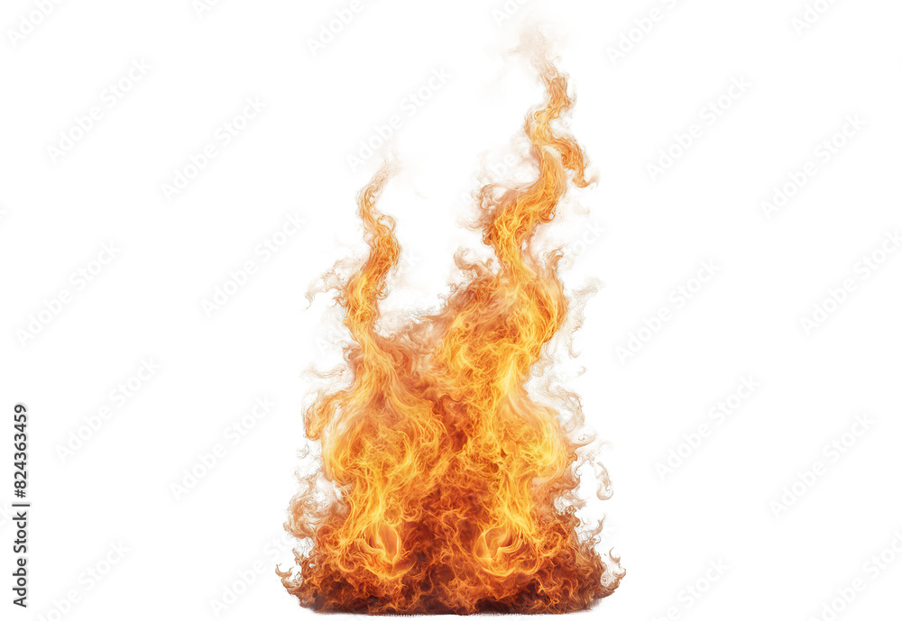 Vivid flames in a dynamic blaze, nature of fire isolate on transparent ...