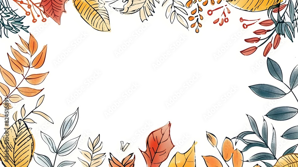 Rustic Doodle Leaf Border Frame with Blank Copyspace for Earth Day ...