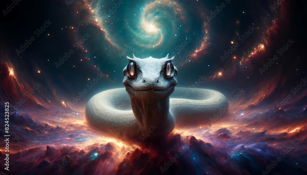 Стоковая иллюстрация «Galactic Basilisk: A surreal, full-body depiction ...