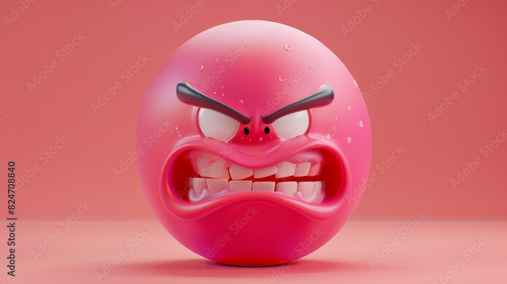 Angry character going mad illustration, cute cartoon monster, emoji ...