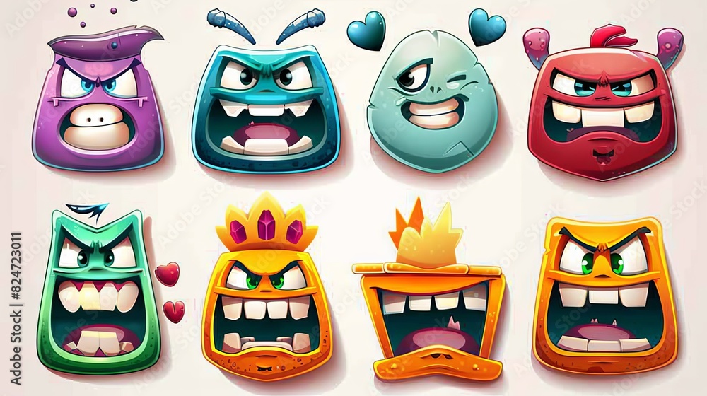 The faces in the cartoon are all different expressions. A modern clip ...