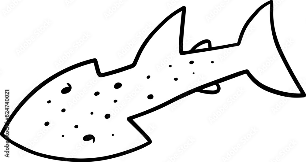 Shark Ray Outline Illustration Kids Line Art Stock Vector | Adobe Stock