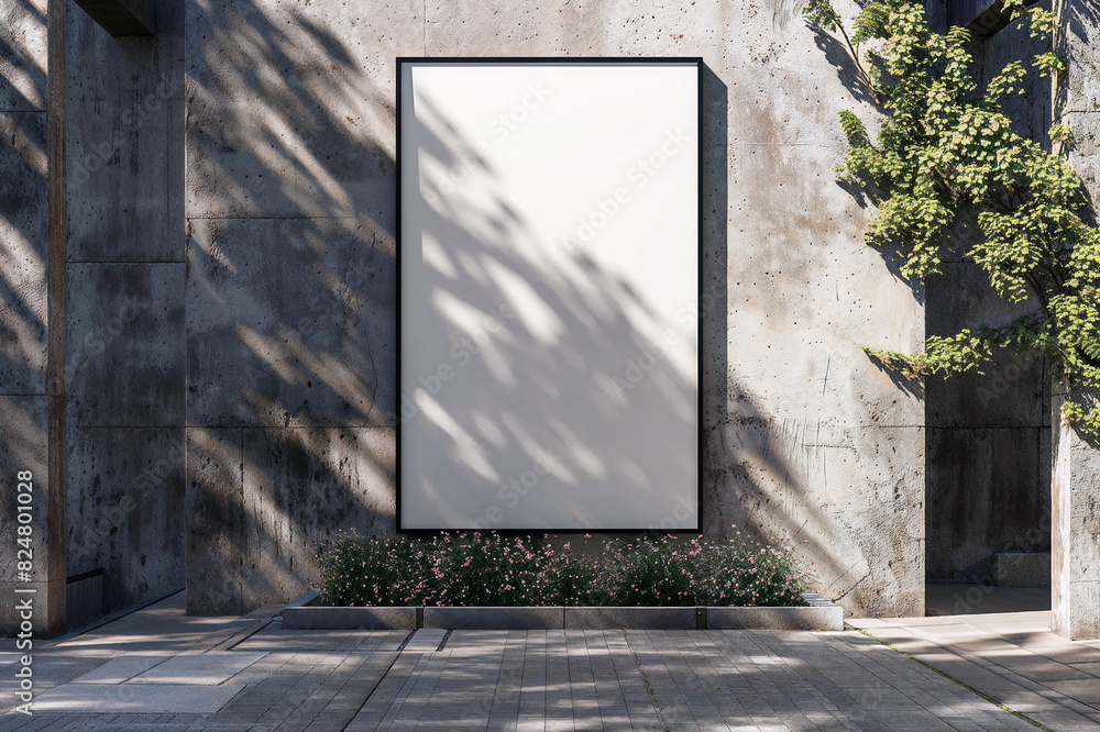 Signboard poster mockup on a facade of the building, blank space to ...